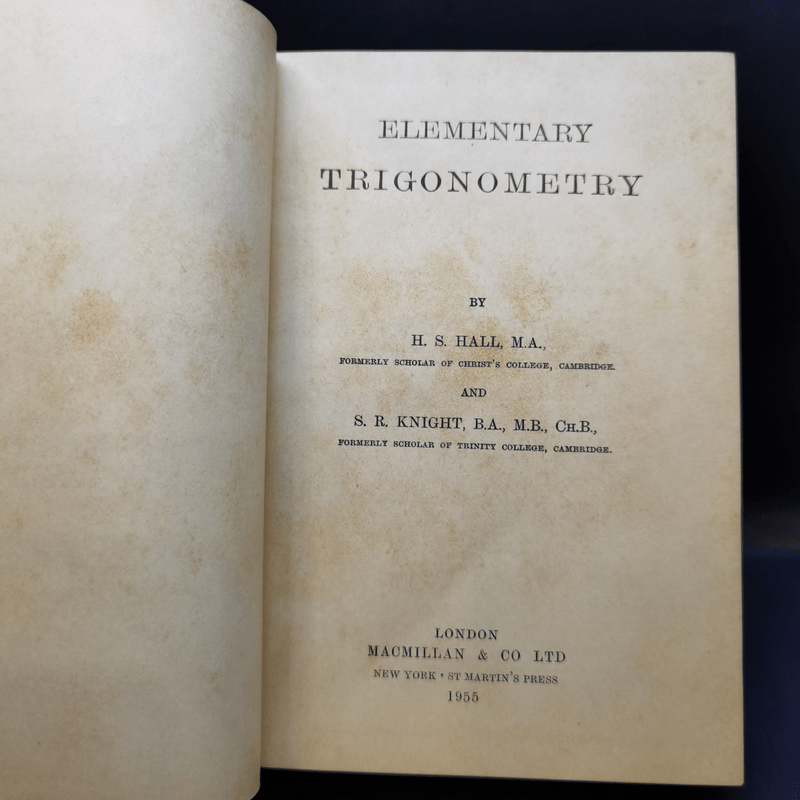 หนังสือ Elementary Trigonometry Hall & Knight รหัส 1050908 ขายหนังสือ ...